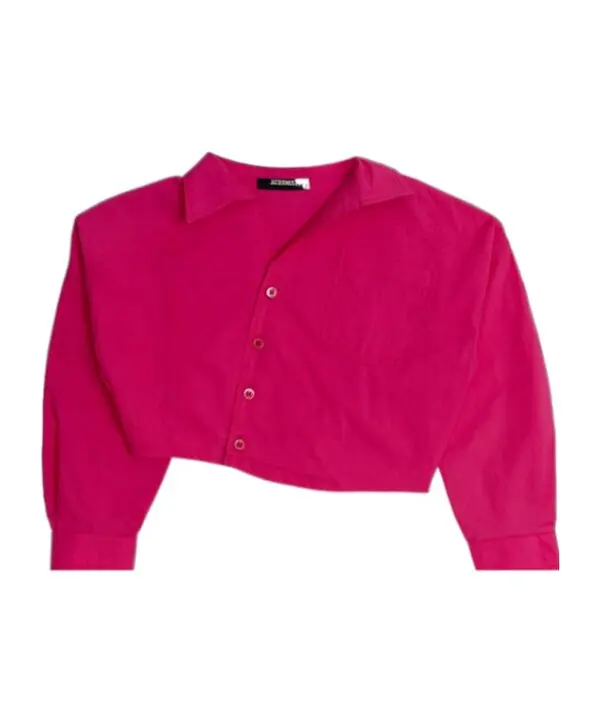 Jacquemus Long-sleeve Cropped Shirt With Lapel Collar And Pocket Detail