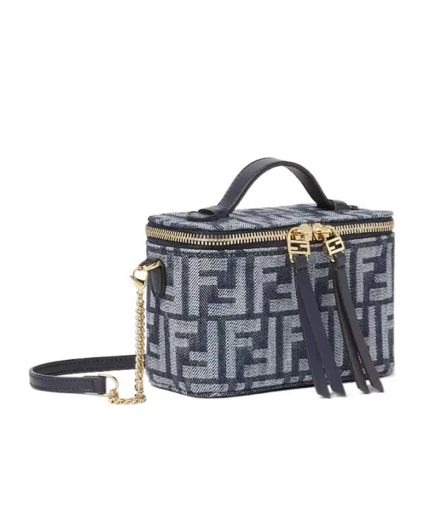 Fendi Vanity Ff Jacquard Mini Shoulder Bag - Gray