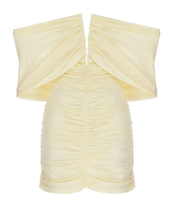 Magda Butrym V-neck Ruched Mini Dress - Nude