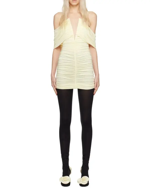 Magda Butrym V-neck Ruched Mini Dress - Nude