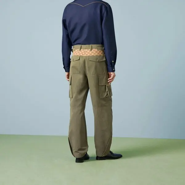 Gucci Wide-leg Cargo Pants With Monogram Detail