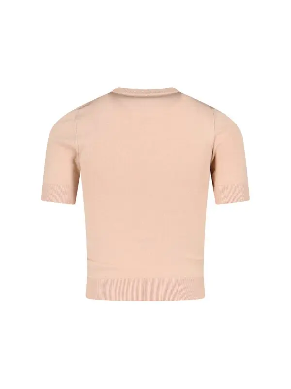 MARINE SERRE Short-sleeved Knit Sweater With Moon Pattern - Pink