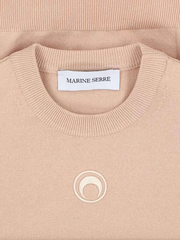 MARINE SERRE Short-sleeved Knit Sweater With Moon Pattern - Pink