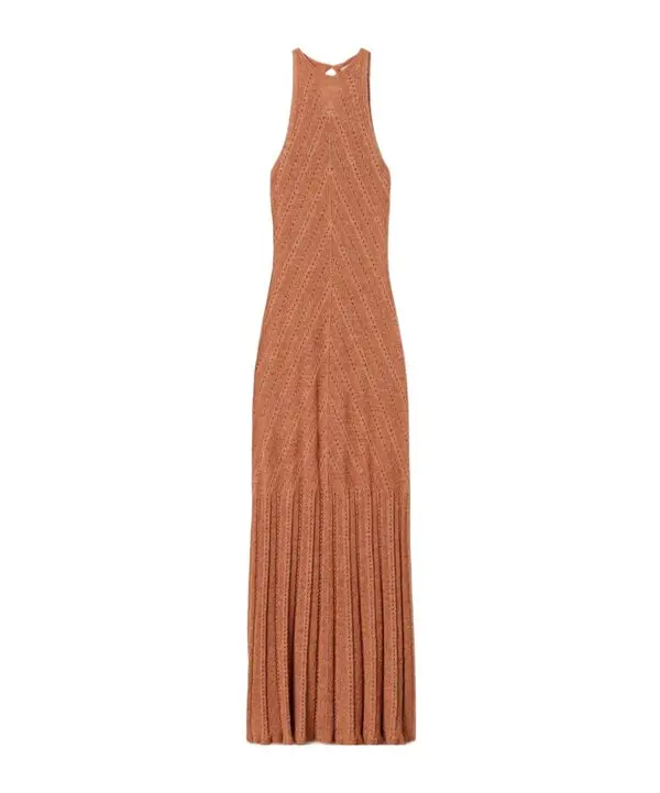 TWINSET Lurex-detail Maxi Dress - Brown