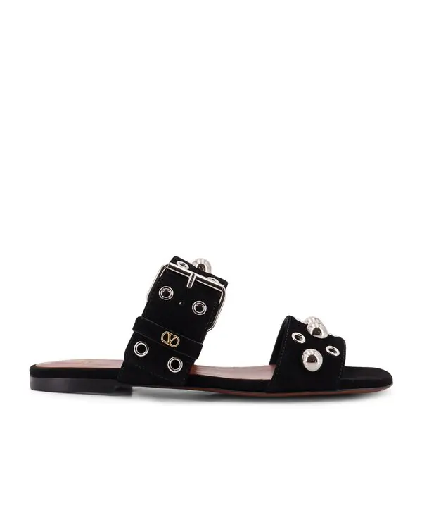 Valentino Garavani Nellcôte Buckled Slide Sandals - Black