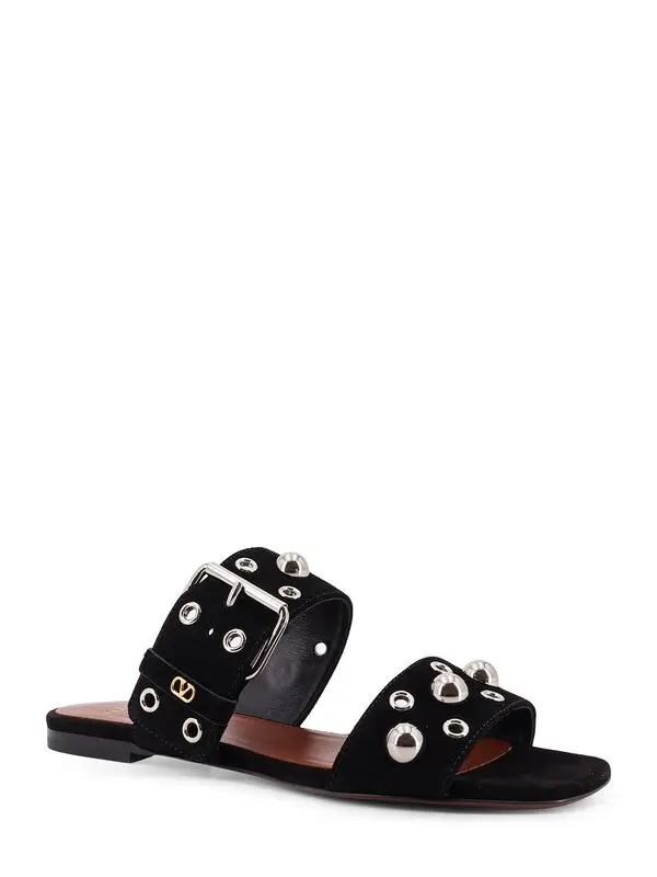 Valentino Garavani Nellcôte Buckled Slide Sandals - Black