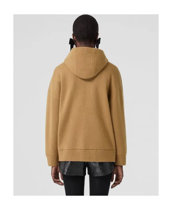 Burberry Embroidered Oak Leaf Crest Drawstring Hoodie - Brown