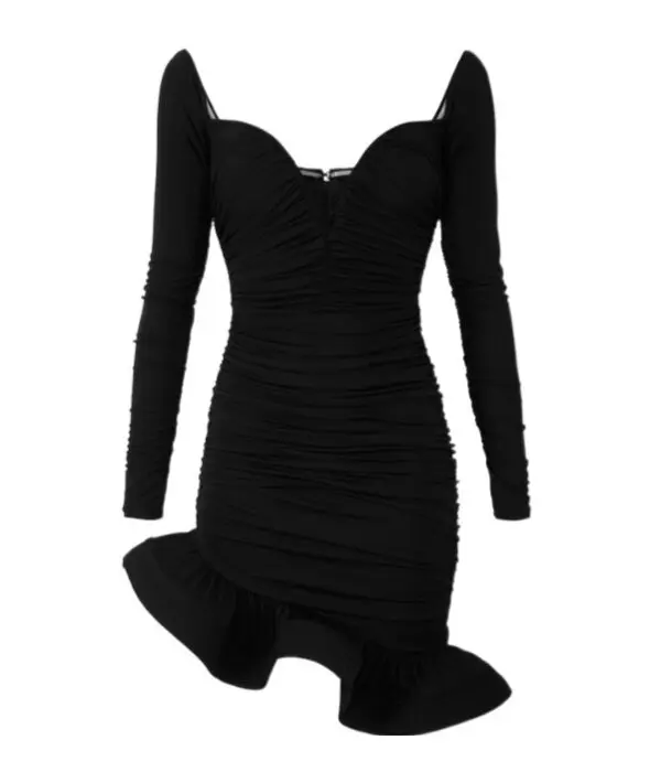 Elisabetta Franchi Ruffled Detail Mini Dress - Black
