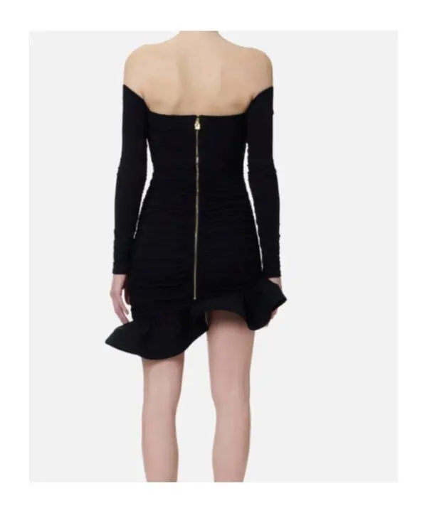 Elisabetta Franchi Ruffled Detail Mini Dress - Black