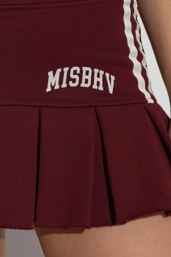MISBHV Pleated Stripe Mini Skirt - Brown