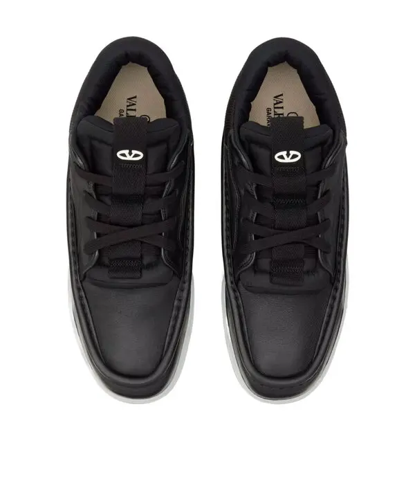 Valentino Garavani Logo Embossed Lace-up Sneakers - Black
