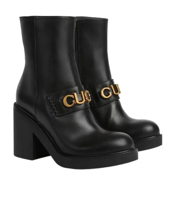 Gucci Logo-plaque Leather Boots