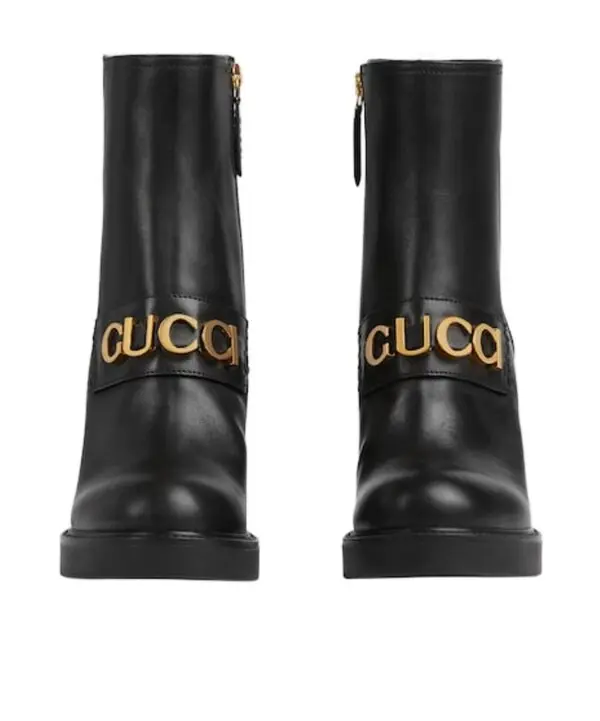 Gucci Logo-plaque Leather Boots