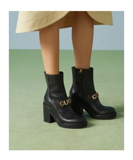 Gucci Logo-plaque Leather Boots