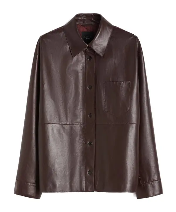 Max Mara Overshirt With Patch Pocket - Bordeaux Red