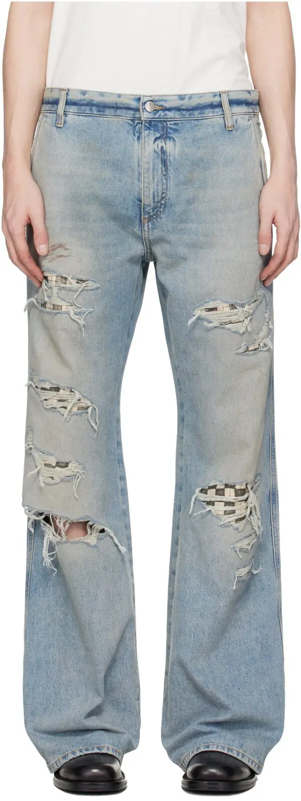 Amiri Distressed Bootcut Jeans - Agedindigo
