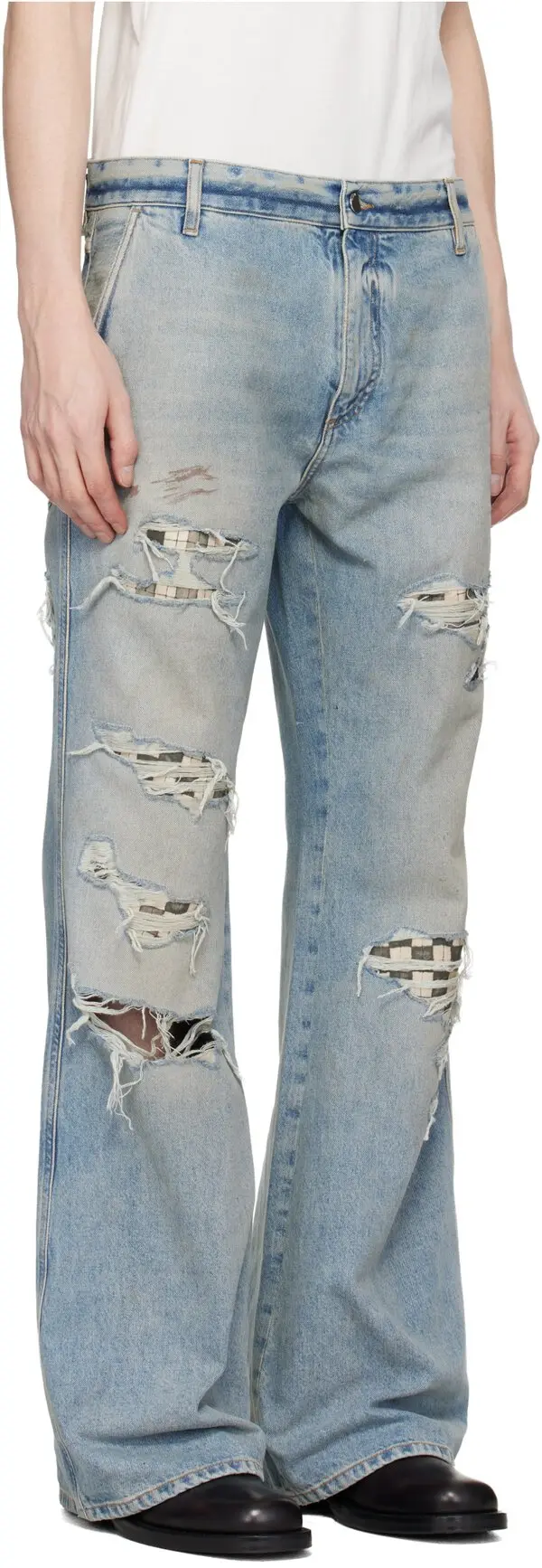 Amiri Distressed Bootcut Jeans - Agedindigo