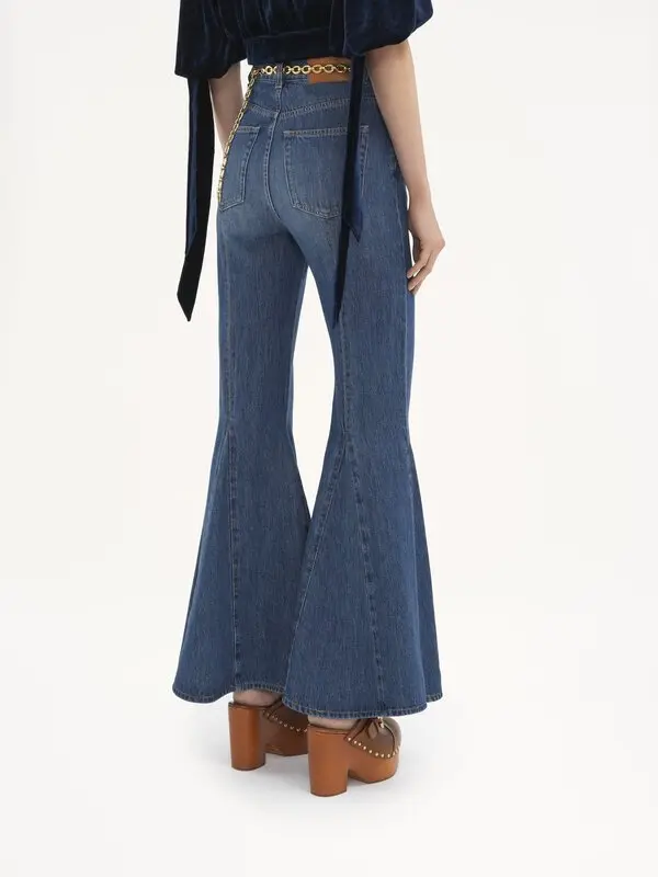 Chloé Logo Patch Flared Jeans - Night Blue