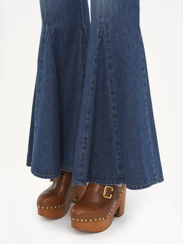 Chloé Logo Patch Flared Jeans - Night Blue