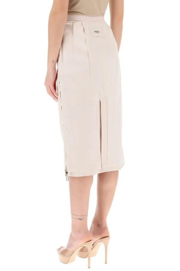 Fendi Logo Patch Midi Pencil Skirt