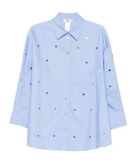 TWINSET Crystal-embellished Eyelet Shirt - Blue