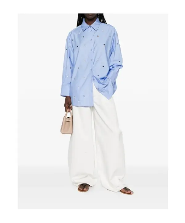 TWINSET Crystal-embellished Eyelet Shirt