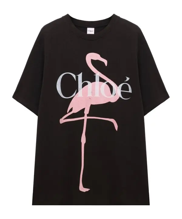 Chloé Generous Logo Crewneck T-shirt - Ash Black