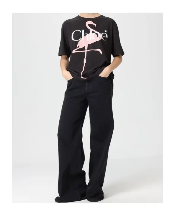 Chloé Generous Logo Crewneck T-shirt - Ash Black