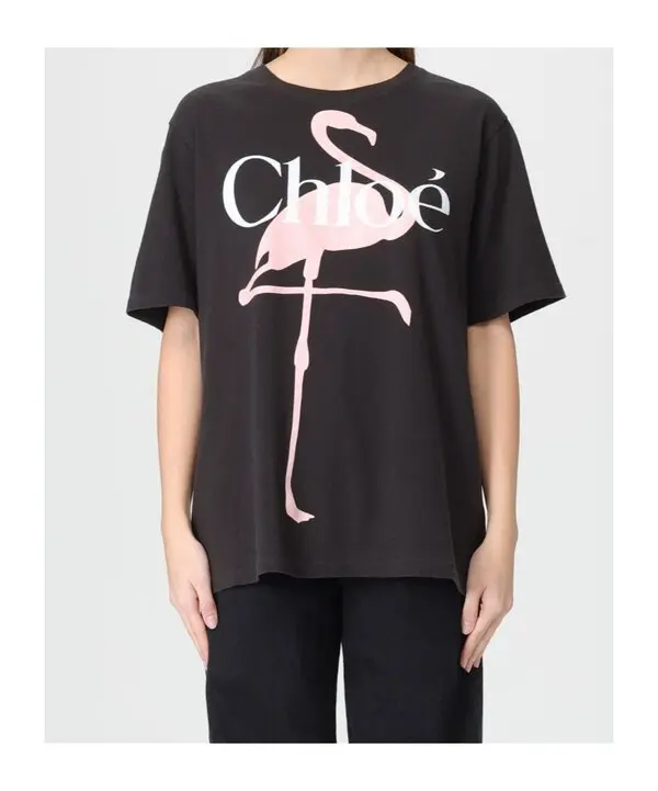 Chloé Generous Logo Crewneck T-shirt - Ash Black