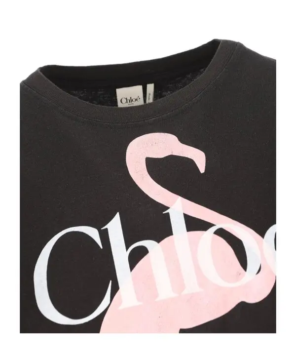 Chloé Generous Logo Crewneck T-shirt - Ash Black
