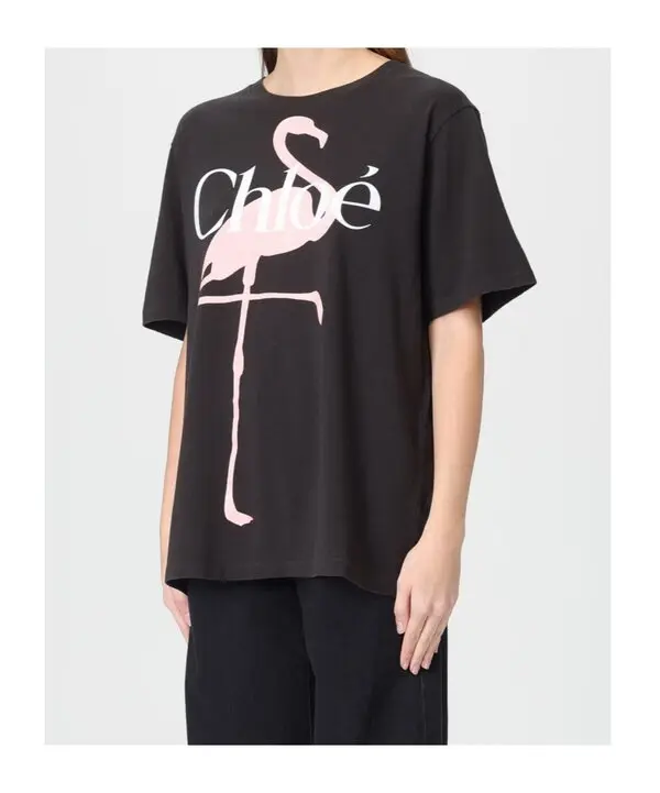 Chloé Generous Logo Crewneck T-shirt - Ash Black