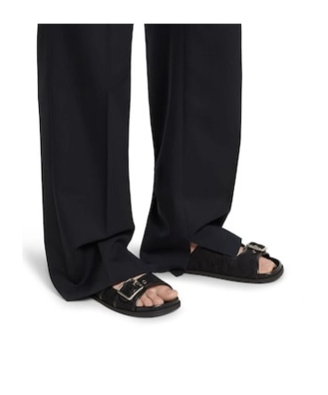 Gucci Buckle Detailed Flat Slides - Black