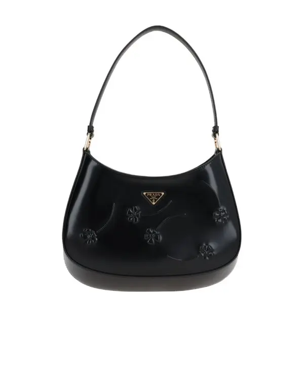 Prada Cleo Embossed-detail Shoulder Bag - Black