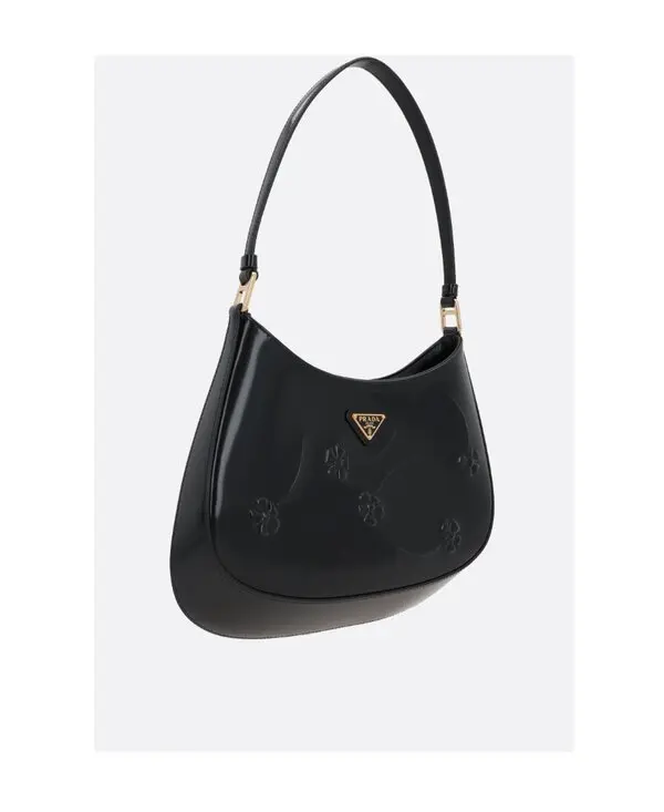 Prada Cleo Embossed-detail Shoulder Bag - Black