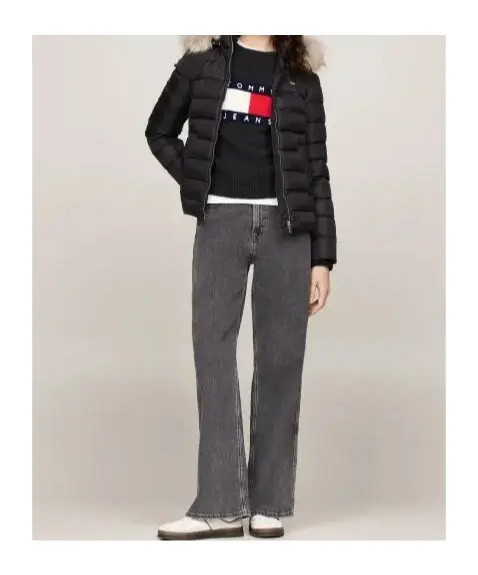 Tommy Hilfiger Down Puffer Jacket With Removable Hood And Faux Fur Trim