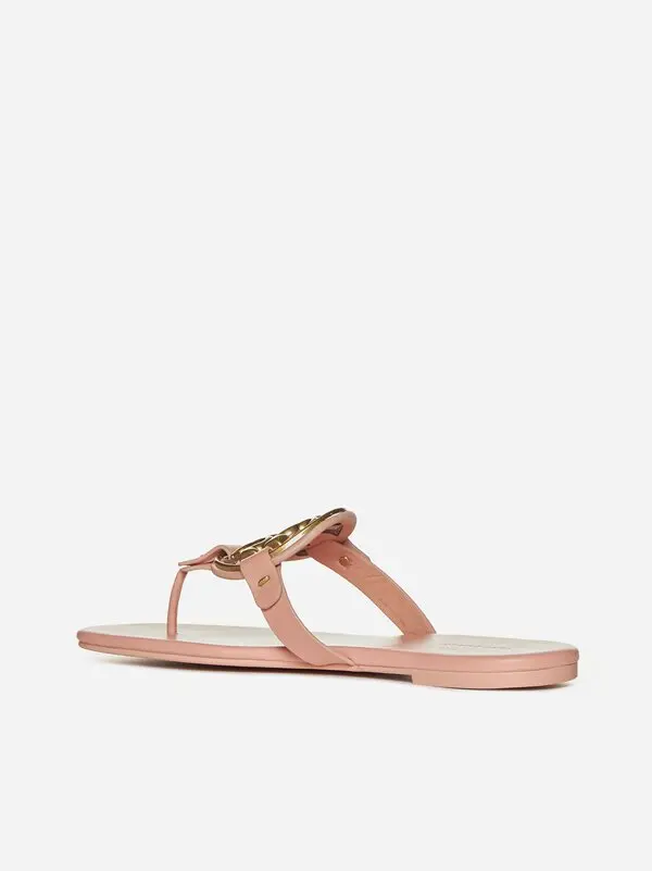 Tory Burch Miller Logo Plaque Thong Sandals - Pink