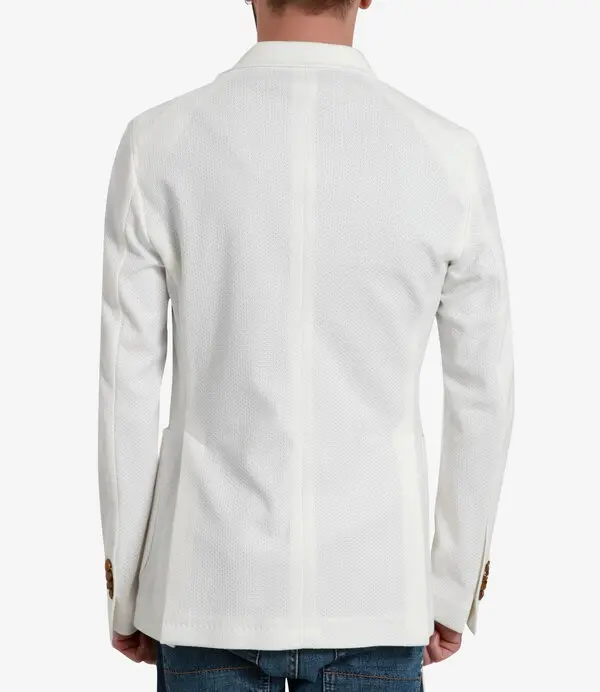 Tagliatore Long Sleeve Double Breasted Textured Blazer - White