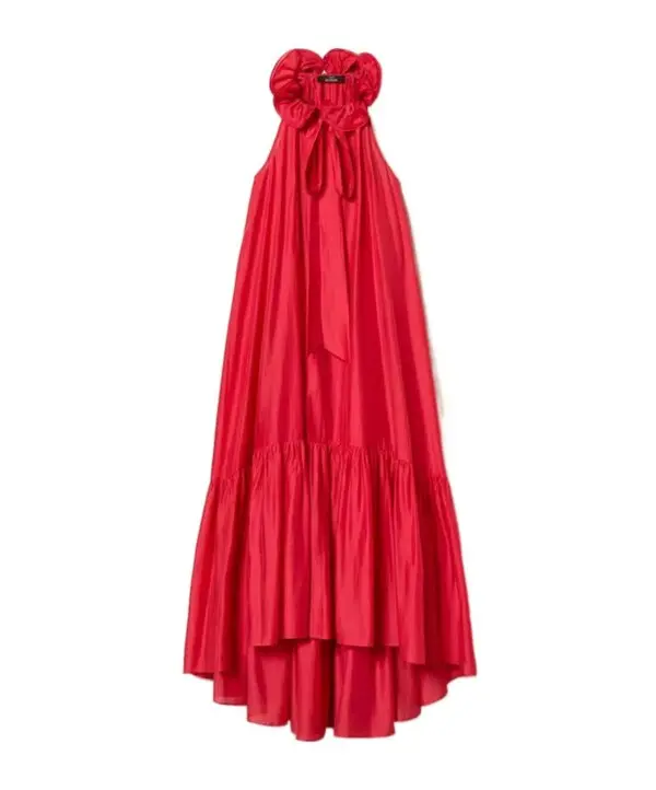TWINSET Ruffled Midi Dress With Bow Detail