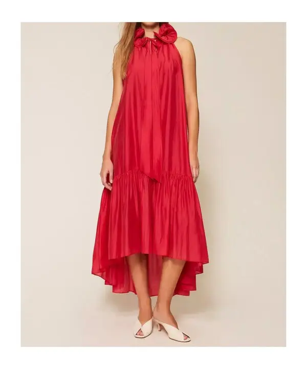 TWINSET Ruffled Midi Dress With Bow Detail