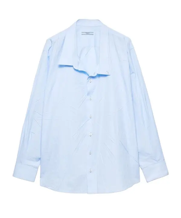 Prada Long Sleeve Shirt With Lapel Collar - Blue