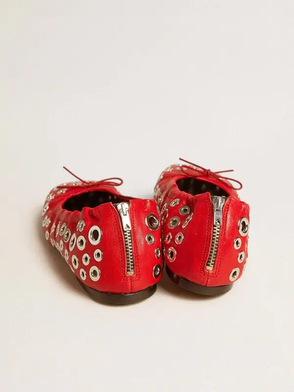 GOLDEN GOOSE Amy Eyelet Ballet Flats - Red