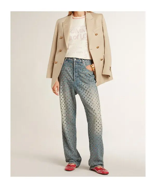 GOLDEN GOOSE Amy Eyelet Ballet Flats - Red