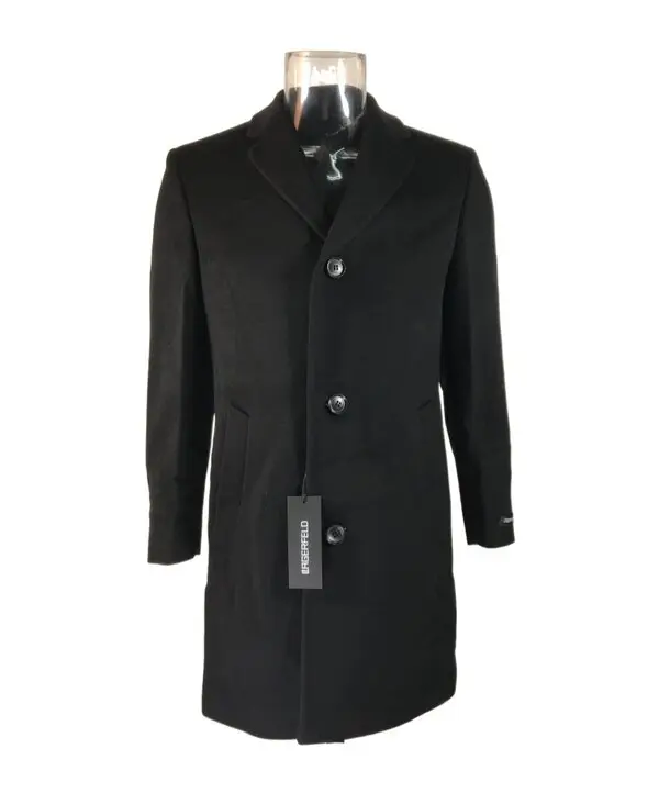 Karl Lagerfeld Tailored Long Sleeve Coat - Black