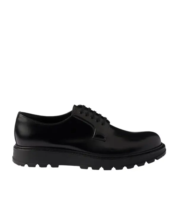 Prada Brushed Leather Lace-up Derby Shoes
