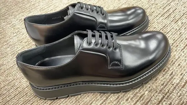 Prada Brushed Leather Lace-up Derby Shoes