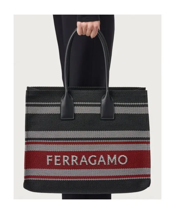 FERRAGAMO Logo Jacquard Signature Tote Bag