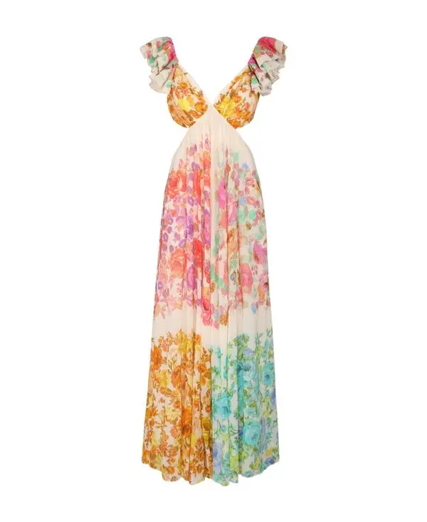 Zimmermann Raie Floral-print Midi Dress - Nude