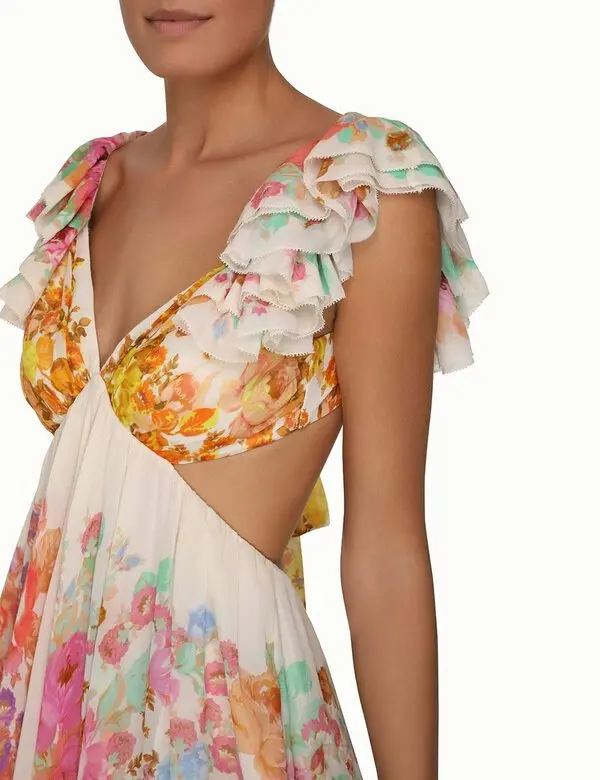 Zimmermann Raie Floral-print Midi Dress - Nude