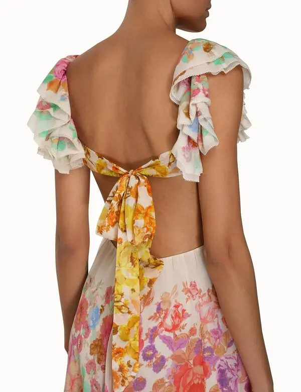 Zimmermann Raie Floral-print Midi Dress - Nude
