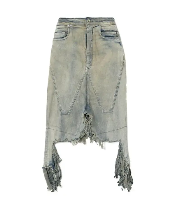 Rick Owens Imitation Denim Skirt - Gray